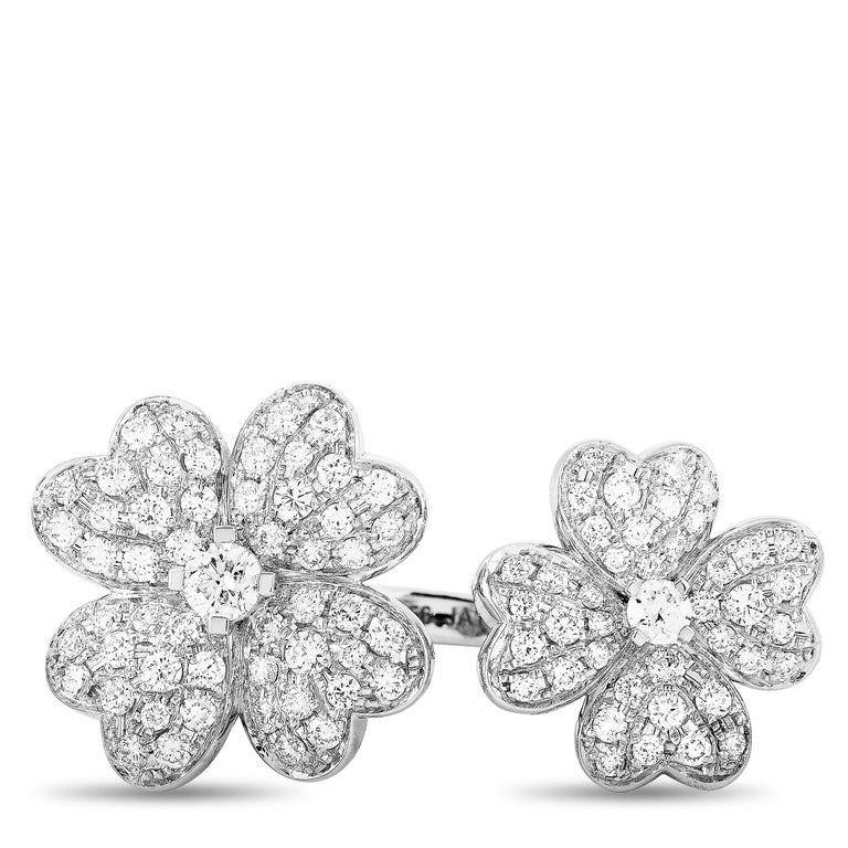 Van Cleef and Arpels Cosmos Diamond White Gold between the Finger Ring ...