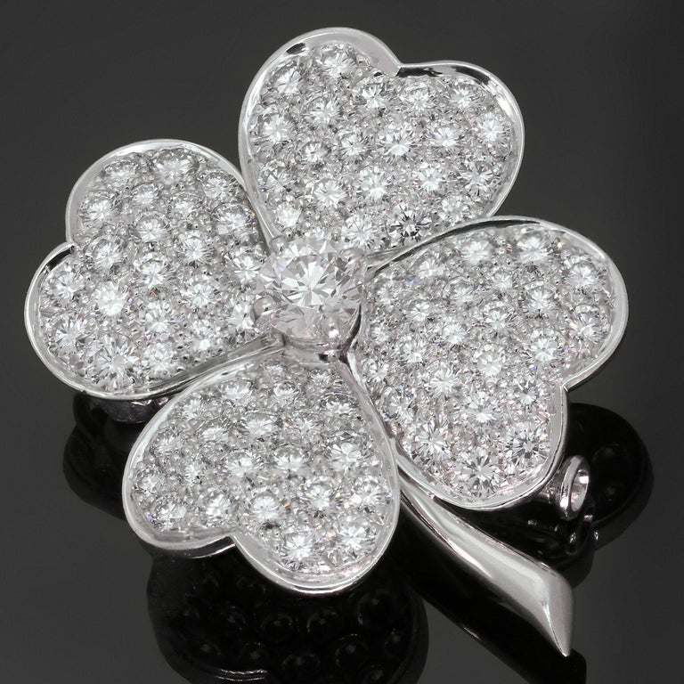 Van Cleef and Arpels Cosmos Diamond White Gold Medium Pendant Brooch ...