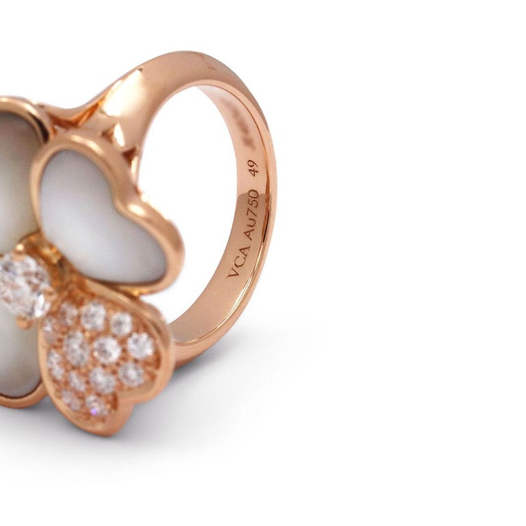 Van Cleef and Arpels 'Cosmos' Rose Gold, Mother of Pearl, Diamond Ring ...