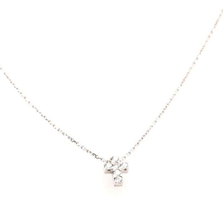 Van Cleef and Arpels Cross Pendant Necklace 18K White Gold and Diamonds ...