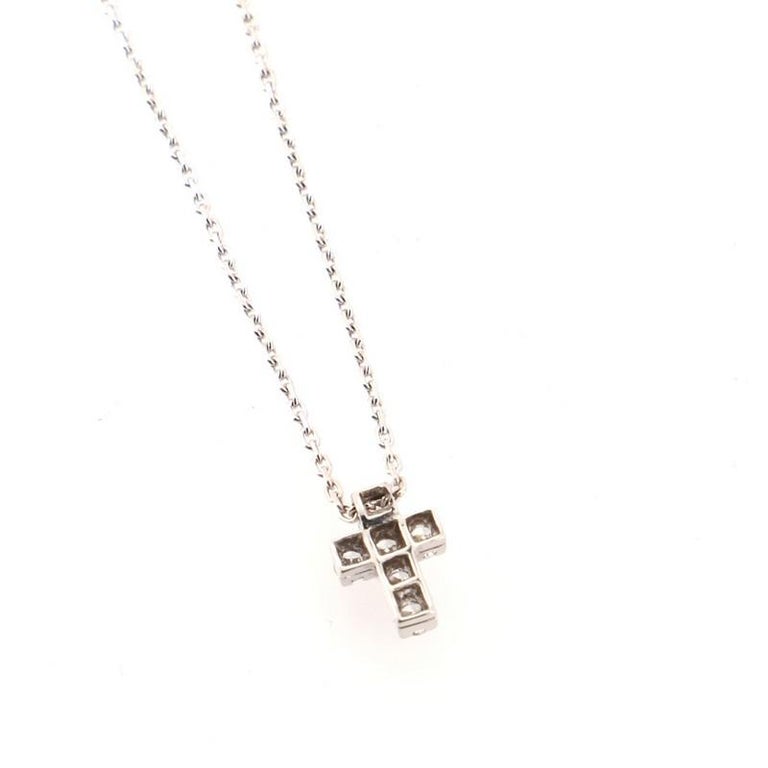 Van Cleef and Arpels Cross Pendant Necklace 18K White Gold and Diamonds ...