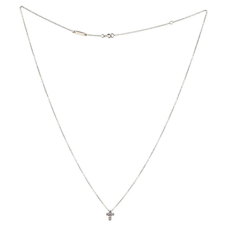 Van Cleef and Arpels Cross Pendant Necklace 18K White Gold and Diamonds ...