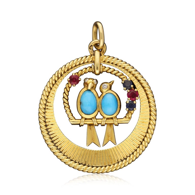 Van Cleef and Arpels Delightful 18ct Yellow Gold and Gem-Set 'Love Bird ...