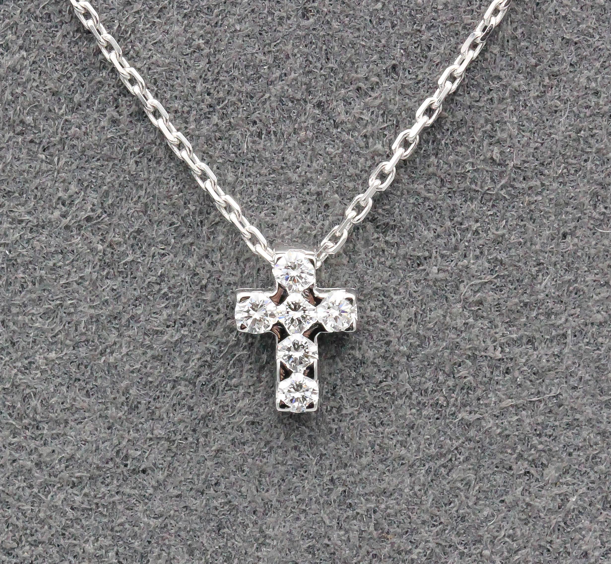Van Cleef and Arpels Diamond 18k White Gold Cross Pendant Necklace For ...