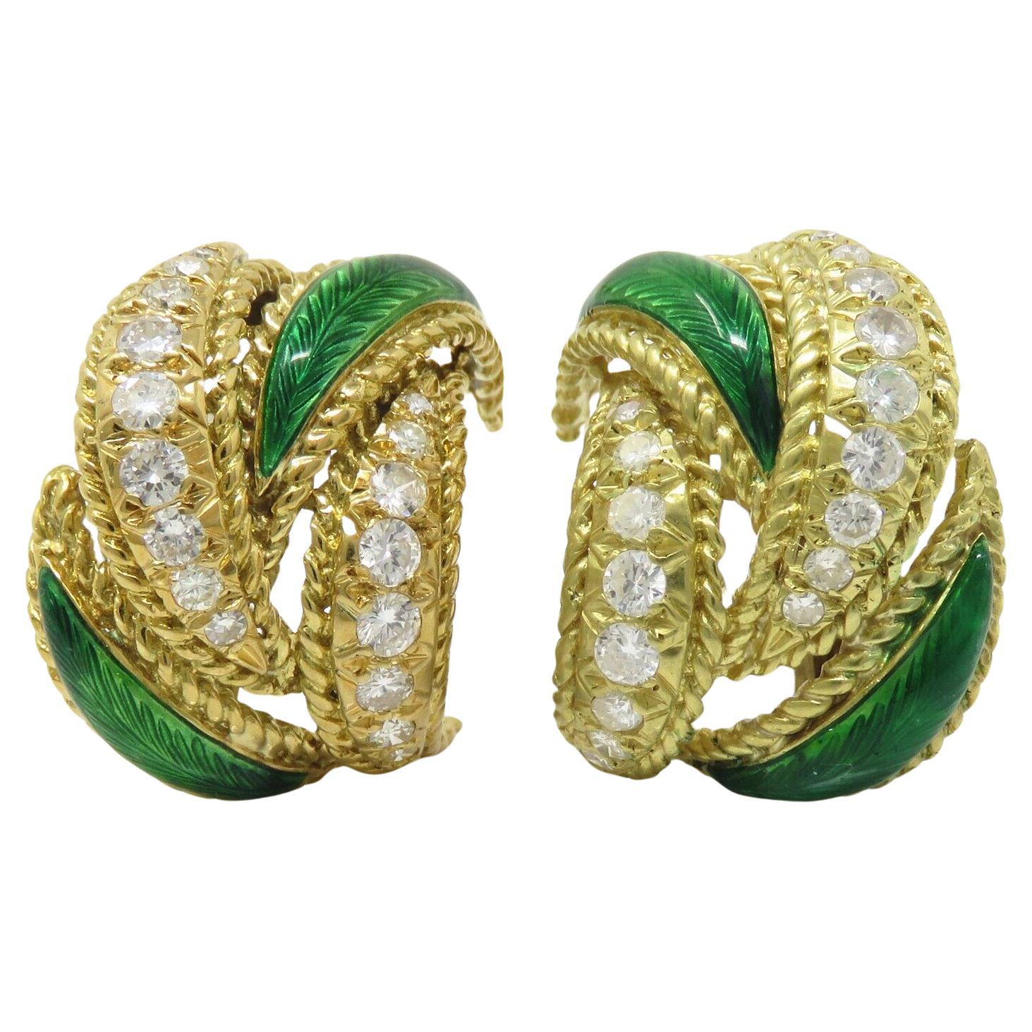 1960s Van Cleef and Arpels Graduating Diamond Floral Earrings, 18k For ...