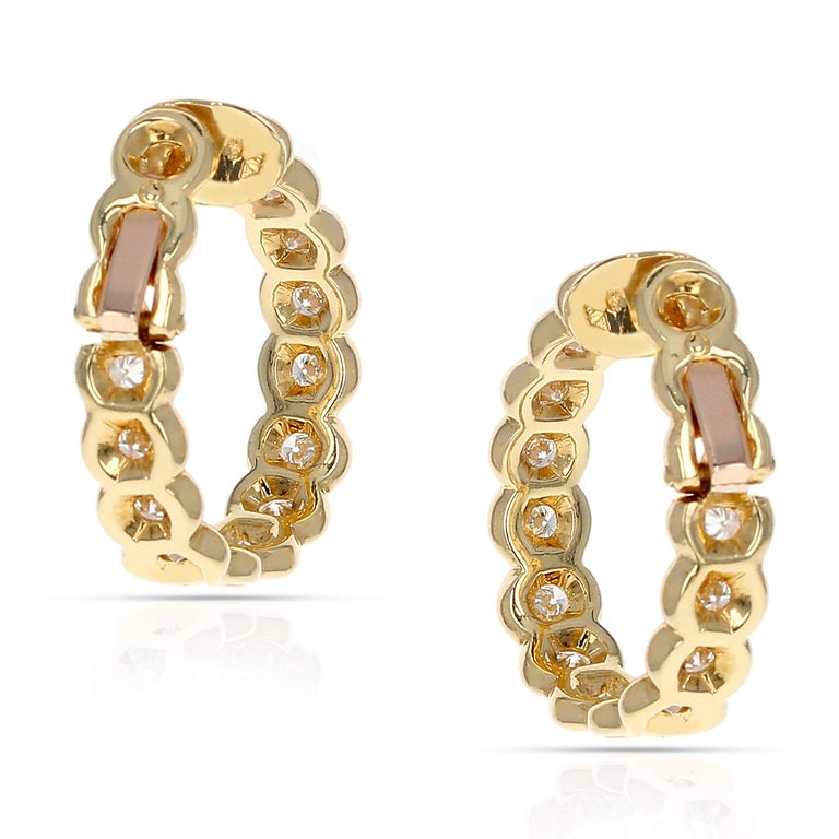 Van Cleef and Arpels Diamond and Gold Hoop Earrings at 1stDibs