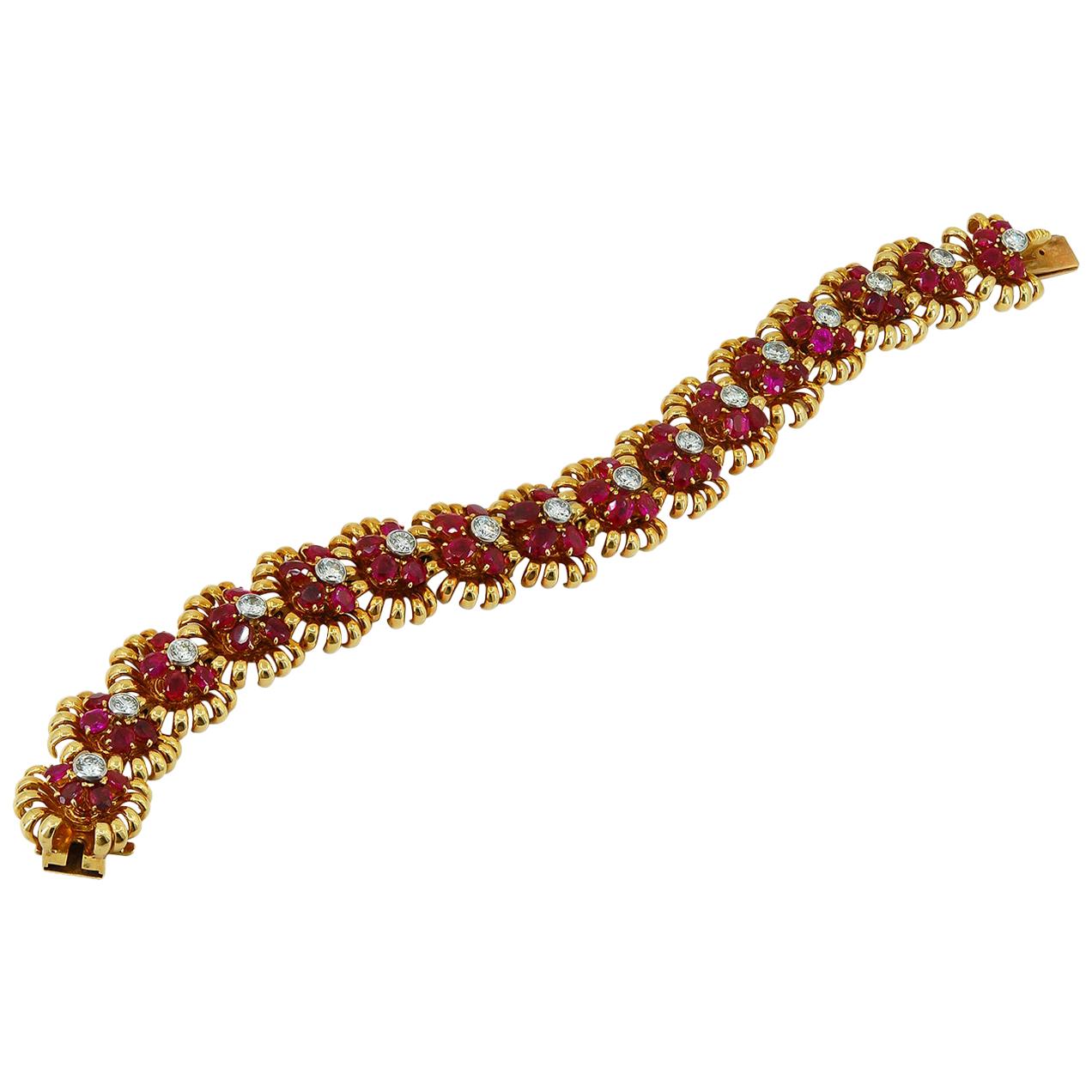 VAN CLEEF and ARPELS The Barbara Hutton Diamond Ruby Bracelet For Sale ...