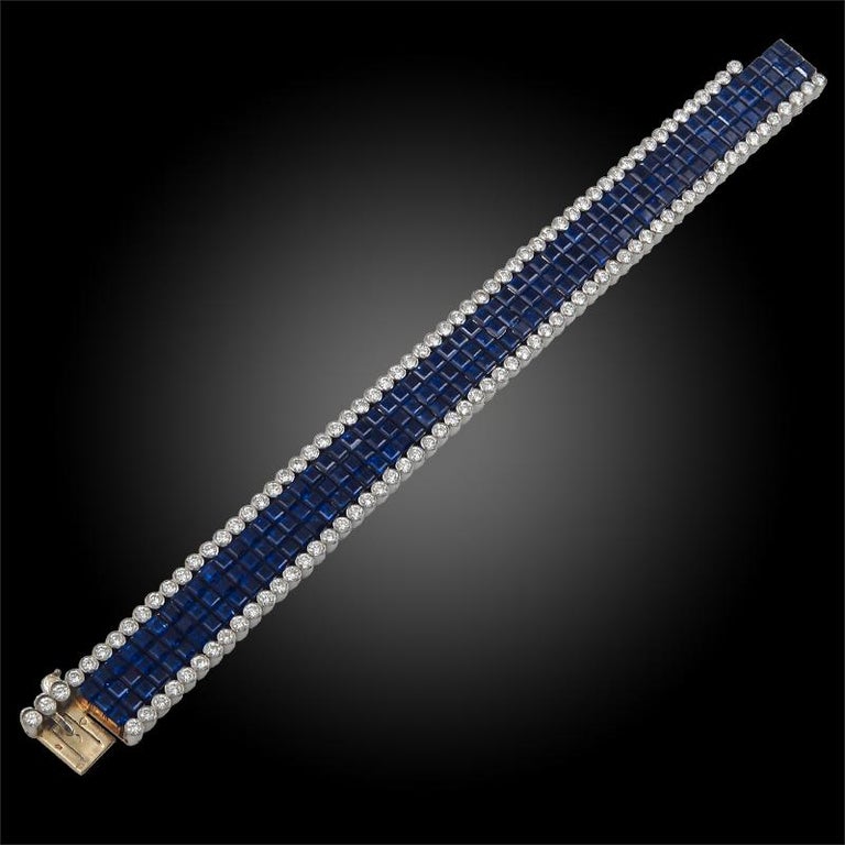 Van Cleef and Arpels Diamond and Sapphire Mystery-Set Bracelet For Sale ...