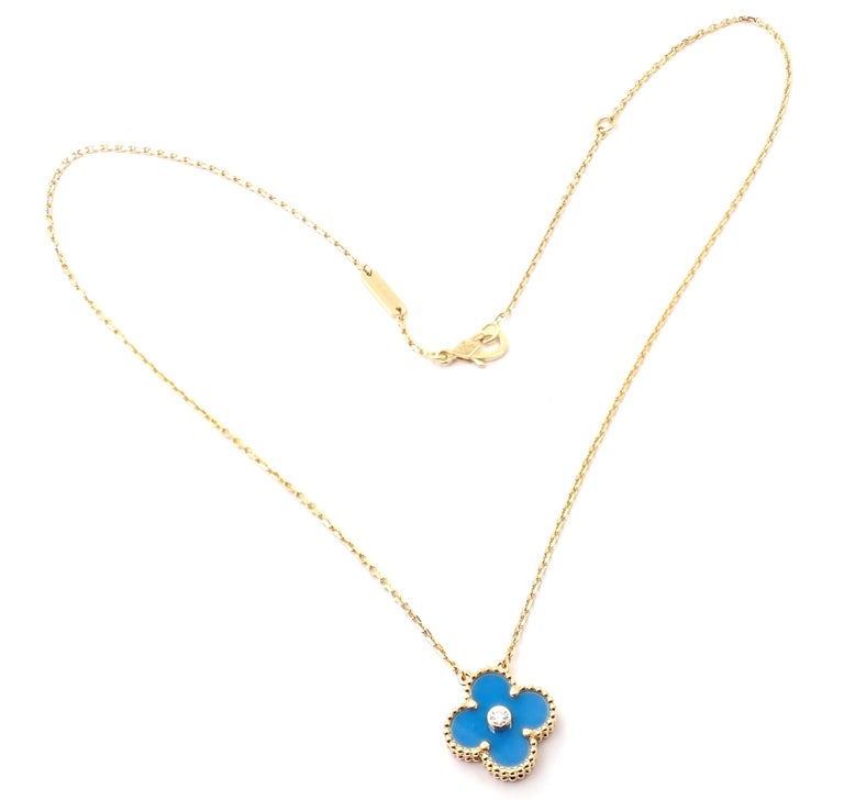 Van Cleef and Arpels Diamond Celestial Blue Sèvres Porcelain Alhambra ...