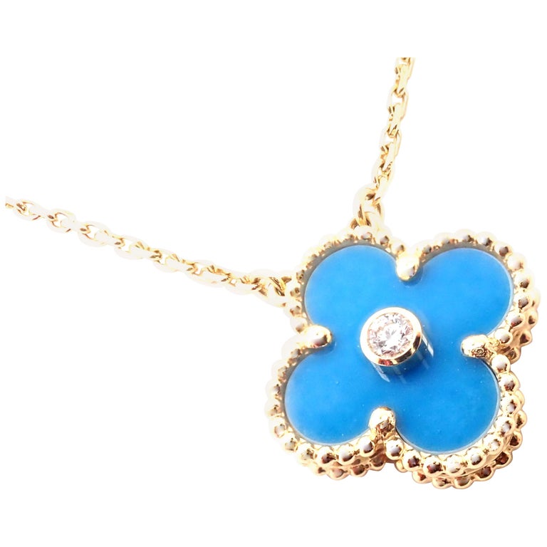 Van Cleef and Arpels Diamond Celestial Blue Sèvres Porcelain Alhambra ...