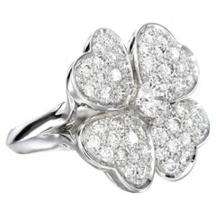 Van Cleef and Arpels Cosmos Diamond Gold Medium Flower Ring at 1stDibs
