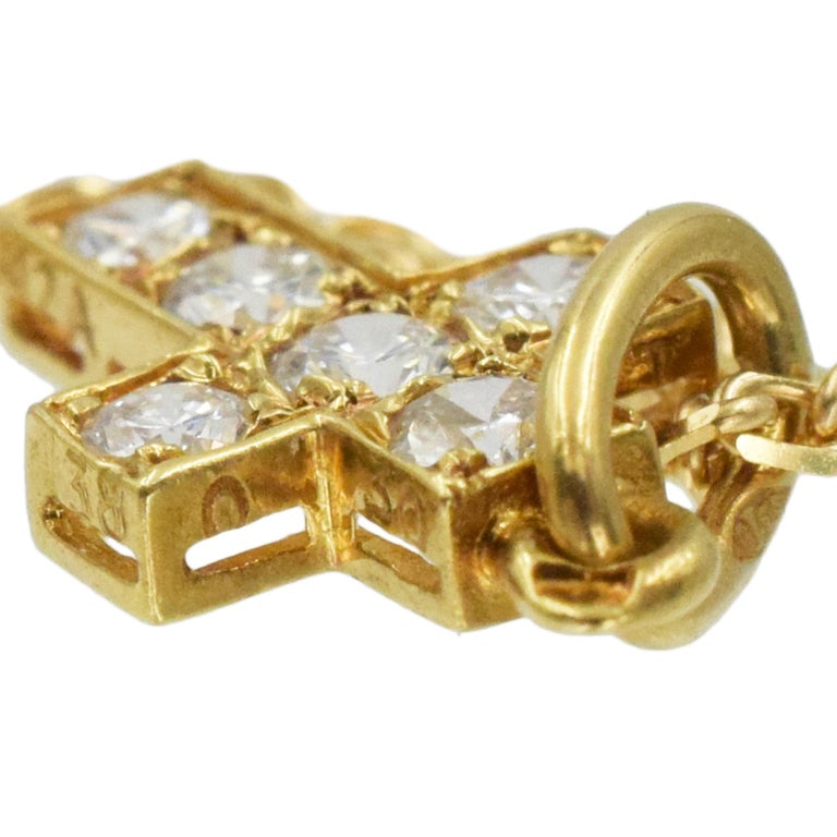 Van Cleef and Arpels Diamond Cross Pendant/ Necklace in 18k Yellow Gold ...