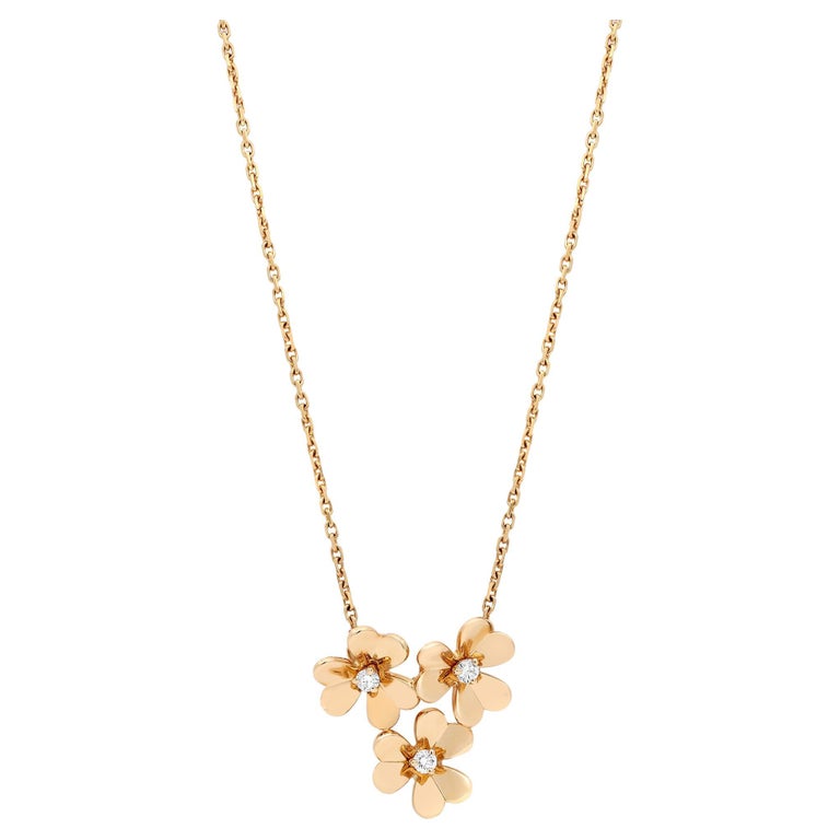 Van Cleef and Arpels Diamond Frivole 3 Flower Pendant Necklace 18K ...