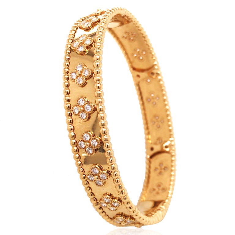 Van Cleef and Arpels, Diamond Gold Bangle at 1stDibs | van cleef bracelet