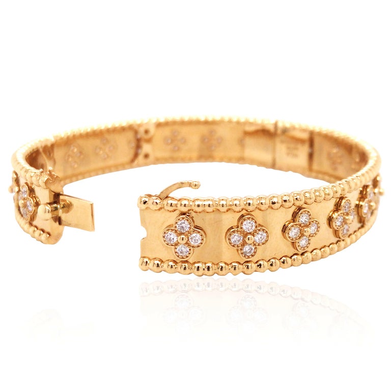 Van Cleef and Arpels, Diamond Gold Bangle For Sale at 1stDibs