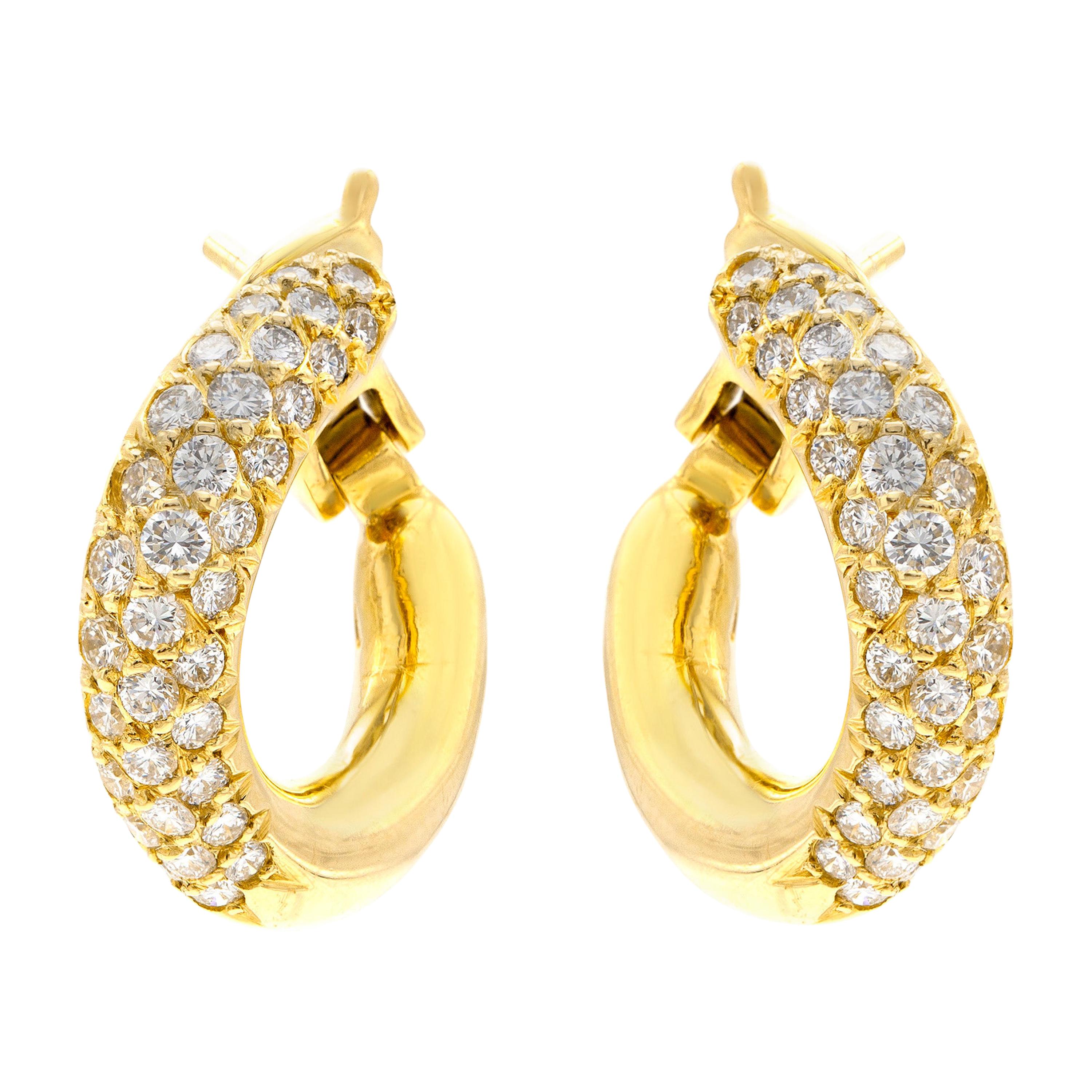 Van Cleef and Arpels Perlée Yellow Gold and Diamond Earrings at 1stDibs