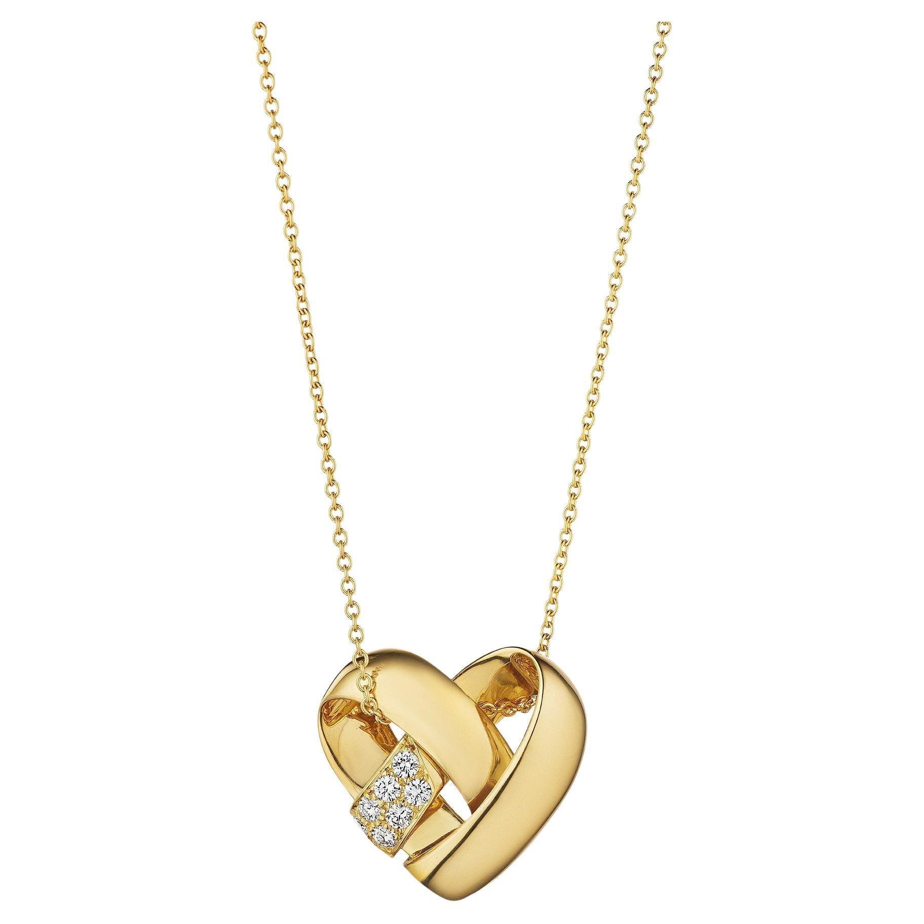 Van Cleef and Arpels Diamond Gold Modernist Heart Pendant Necklace For ...