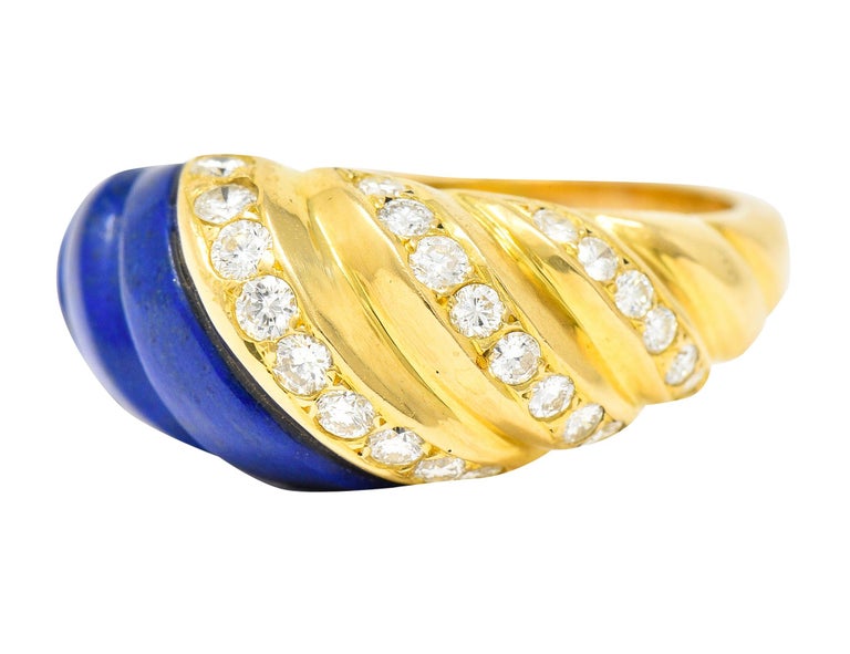 Van Cleef and Arpels Diamond Lapis Lazuli 18 Karat Yellow Gold Vintage ...