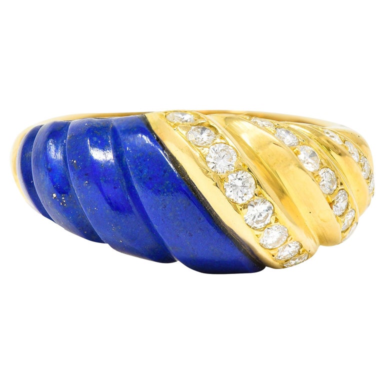 Van Cleef and Arpels Diamond Lapis Lazuli 18 Karat Yellow Gold Vintage ...