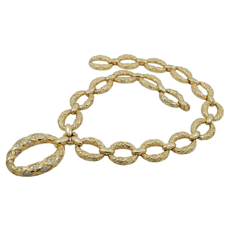 Van Cleef and Arpels Diamond Long Chain Gold Necklace For Sale at 1stDibs