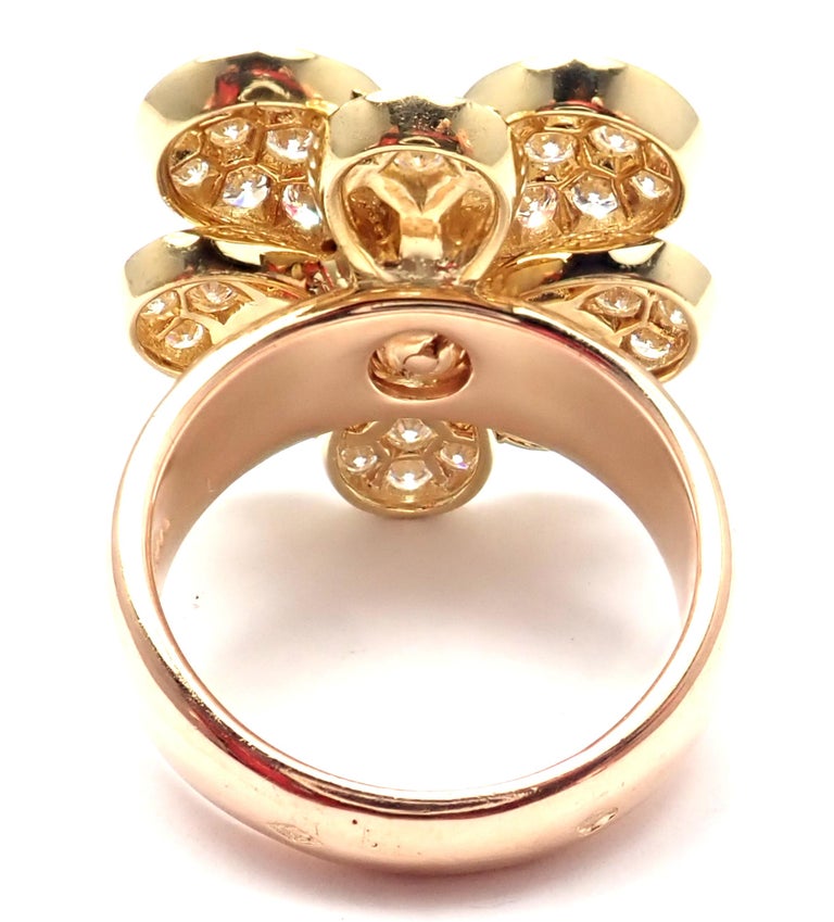 Van Cleef and Arpels Diamond Pink Sapphire Flower Rose Gold Ring at 1stDibs