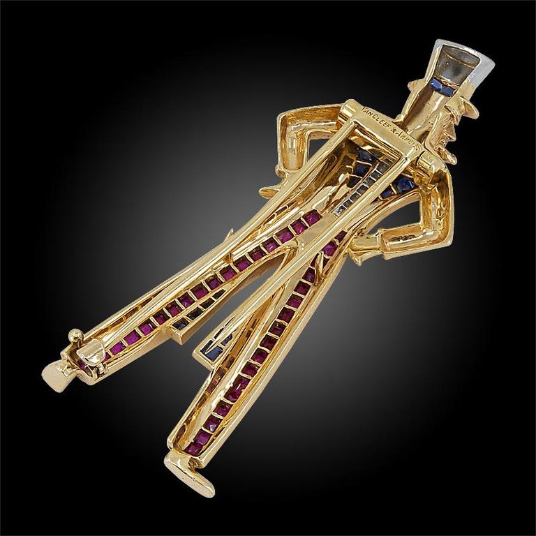 Van Cleef and Arpels Diamond Ruby Sapphire Yellow Gold Uncle Sam Brooch ...