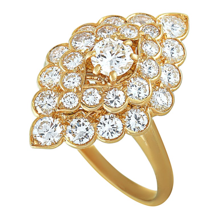 Van Cleef and Arpels Diamond Yellow Gold Cocktail Ring at 1stDibs