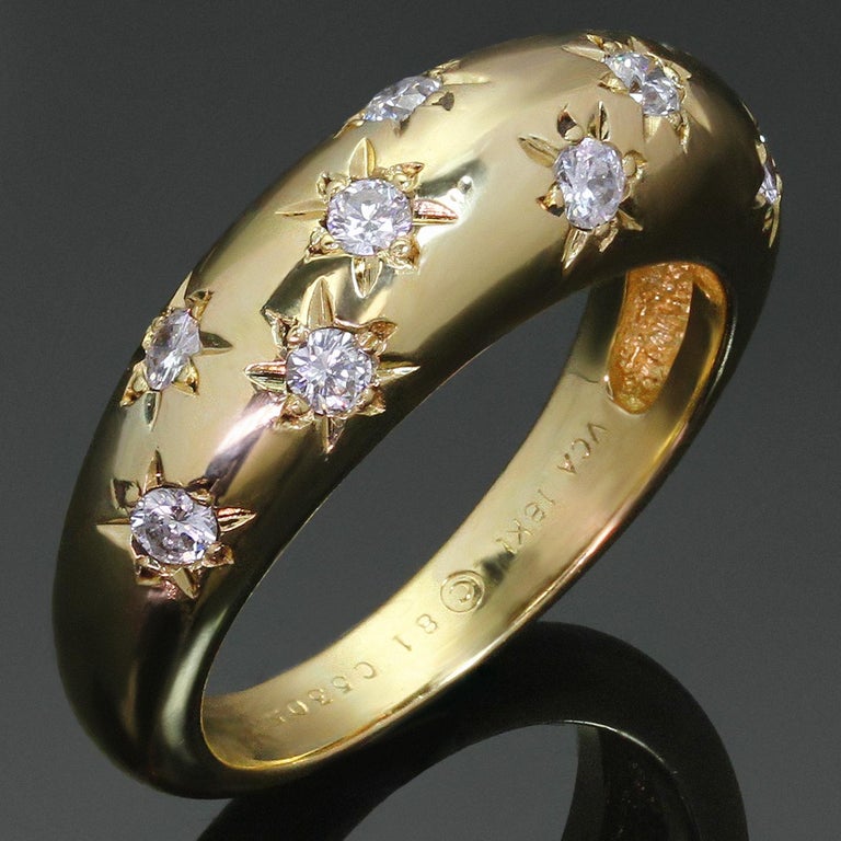Van Cleef and Arpels Diamond Yellow Gold Domed Ring Band For Sale at ...
