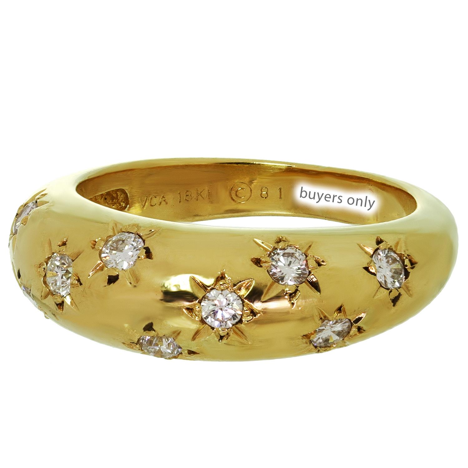 Van Cleef and Arpels Diamond Yellow Gold Domed Ring Band at 1stDibs ...