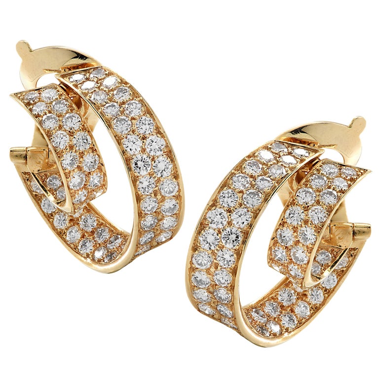 Van Cleef and Arpels Double Hoop Diamond Earrings at 1stDibs