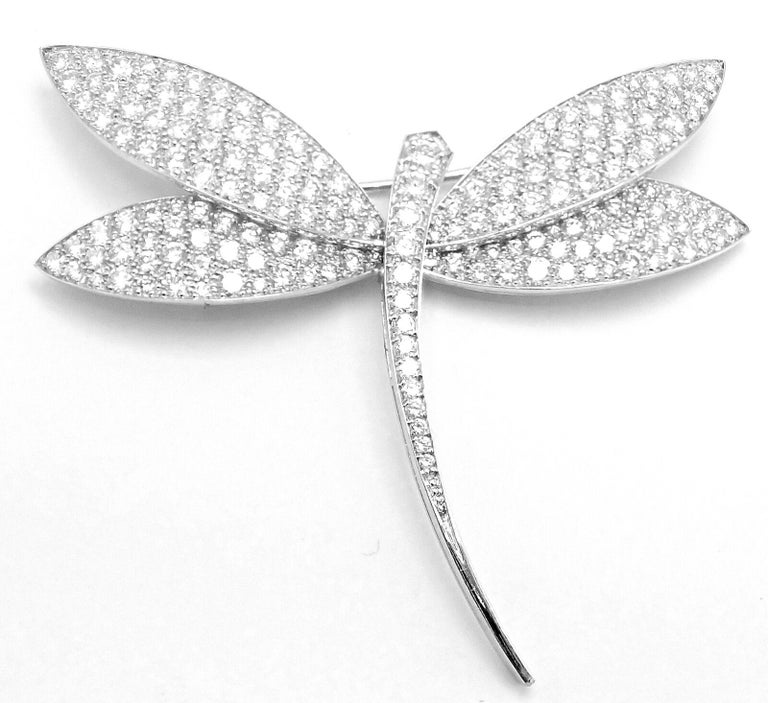 Van Cleef and Arpels Dragonfly Diamond Large White Gold Pin Brooch For ...