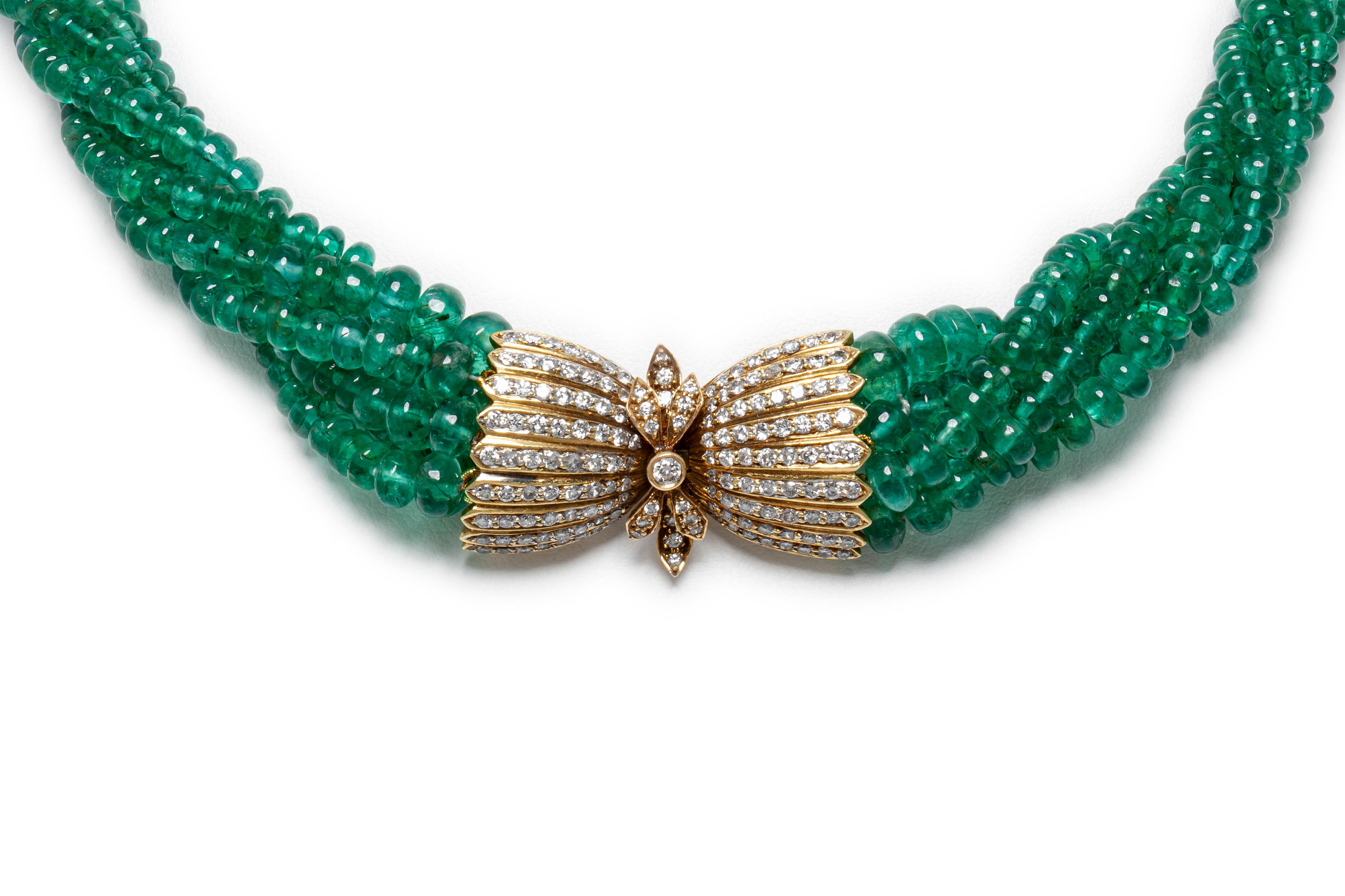 Van Cleef and Arpels Emerald Beads Diamond Choker Necklace at 1stDibs ...