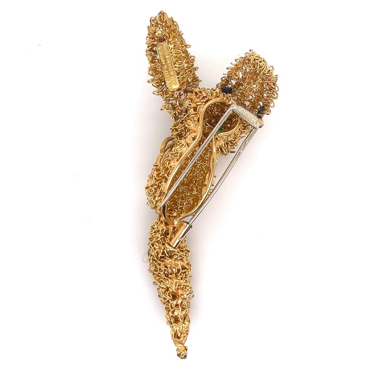 Van Cleef and Arpels Emerald Gold Fox Pin Made in France 18K at 1stDibs