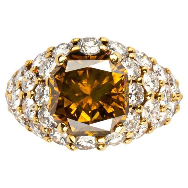 Van Cleef and Arpels Fancy Brown Yellow Diamond Ring For Sale at 1stDibs