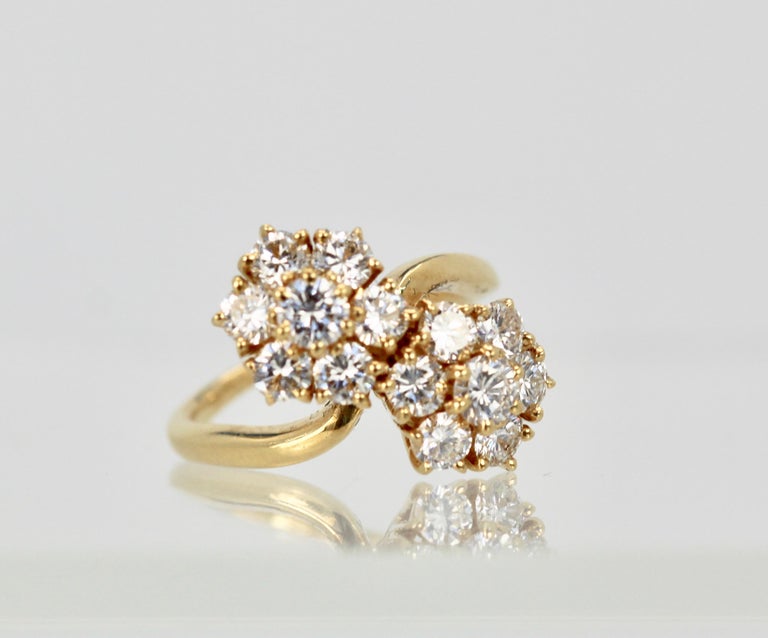 Van Cleef and Arpels Fleurette Ring Double Flower Motif 18 Karat Yellow ...