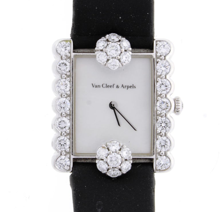 Van Cleef and Arpels Fleurette Square Diamond Watch at 1stDibs