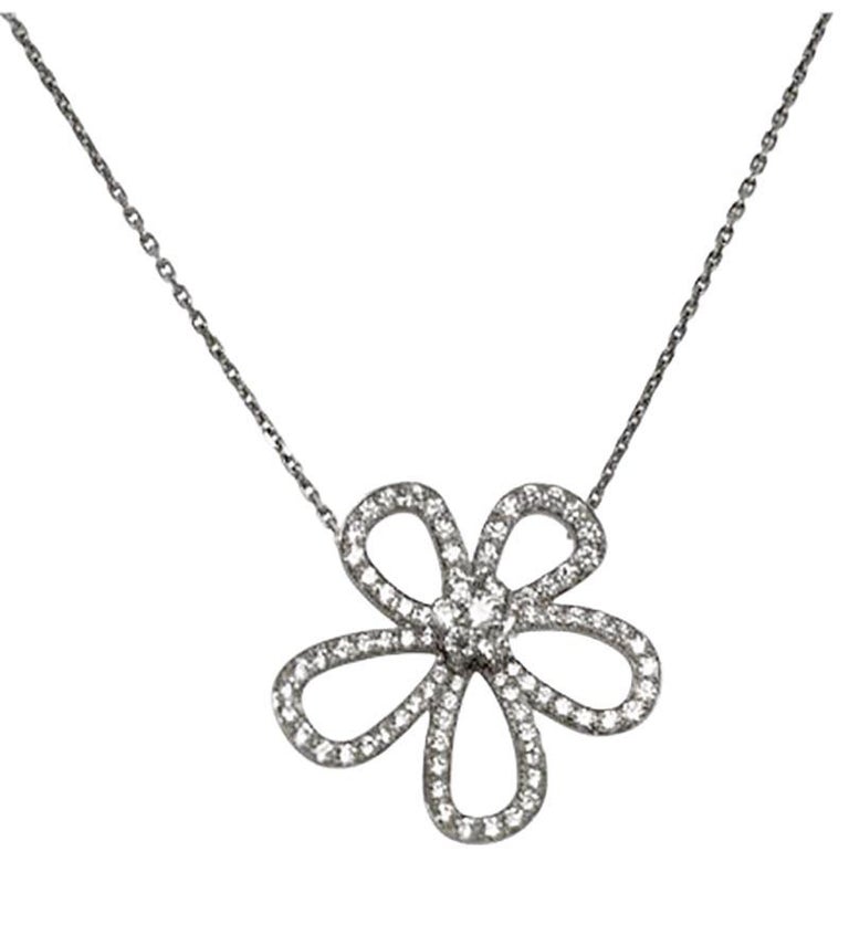 Van Cleef and Arpels Flowerlace Diamond Pendant set in 18k White Gold ...