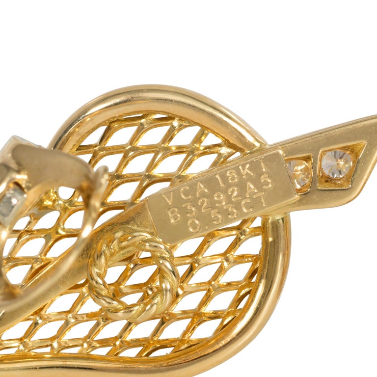 Van Cleef and Arpels, France Gold and Diamond Openwork Leaf Clip ...