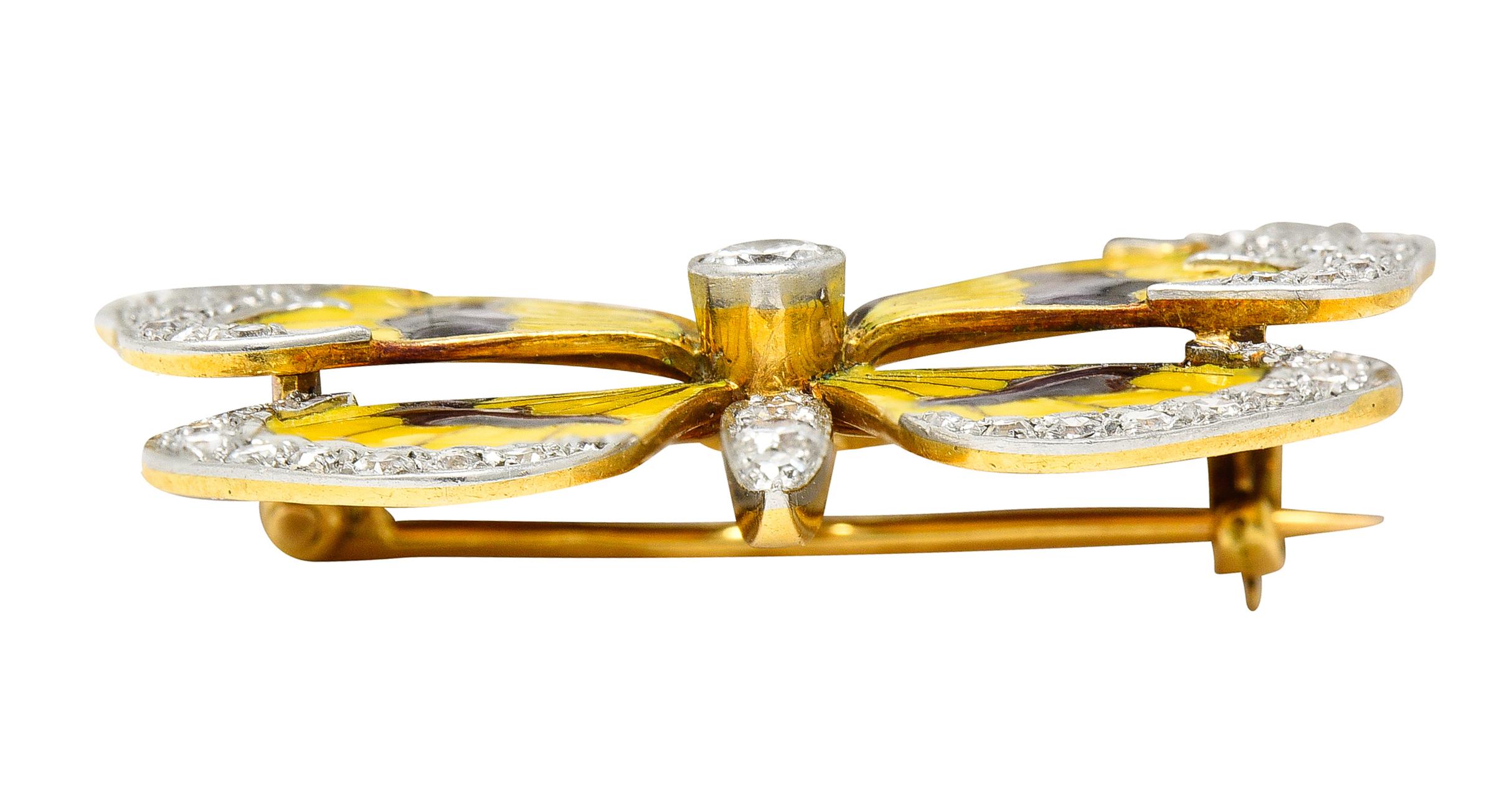 Van Cleef and Arpels French Diamond Enamel Platinum-Topped 18 Karat ...
