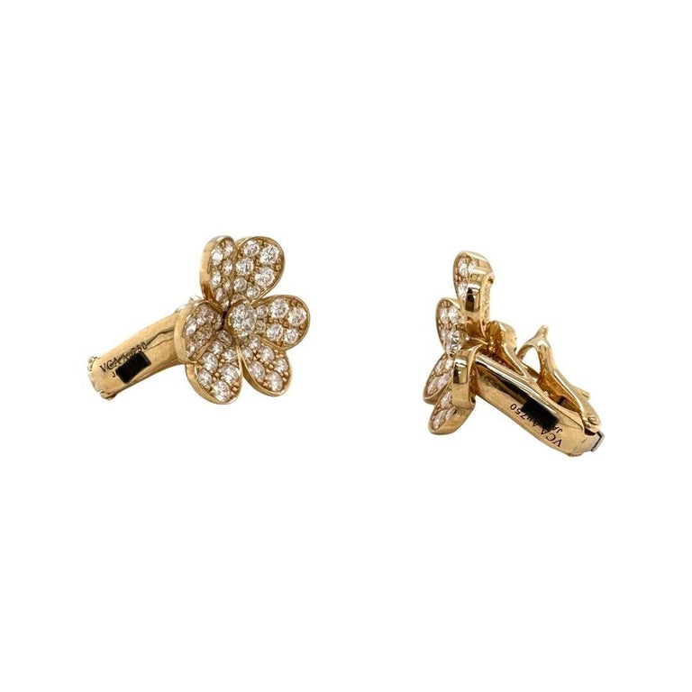 Van Cleef and Arpels Frivole Diamond Earrings in 18k Yellow Gold, Small ...