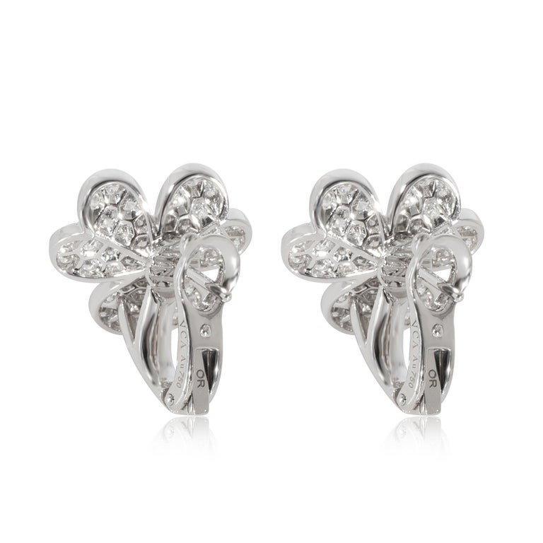 Van Cleef and Arpels Frivole Earrings in 18k White Gold Small Model, 1 ...