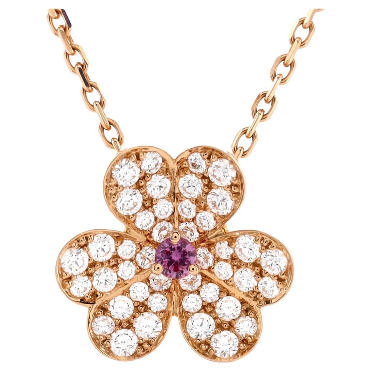 Van Cleef and Arpels Frivole Pendant Necklace 18k Rose Gold with Pink ...