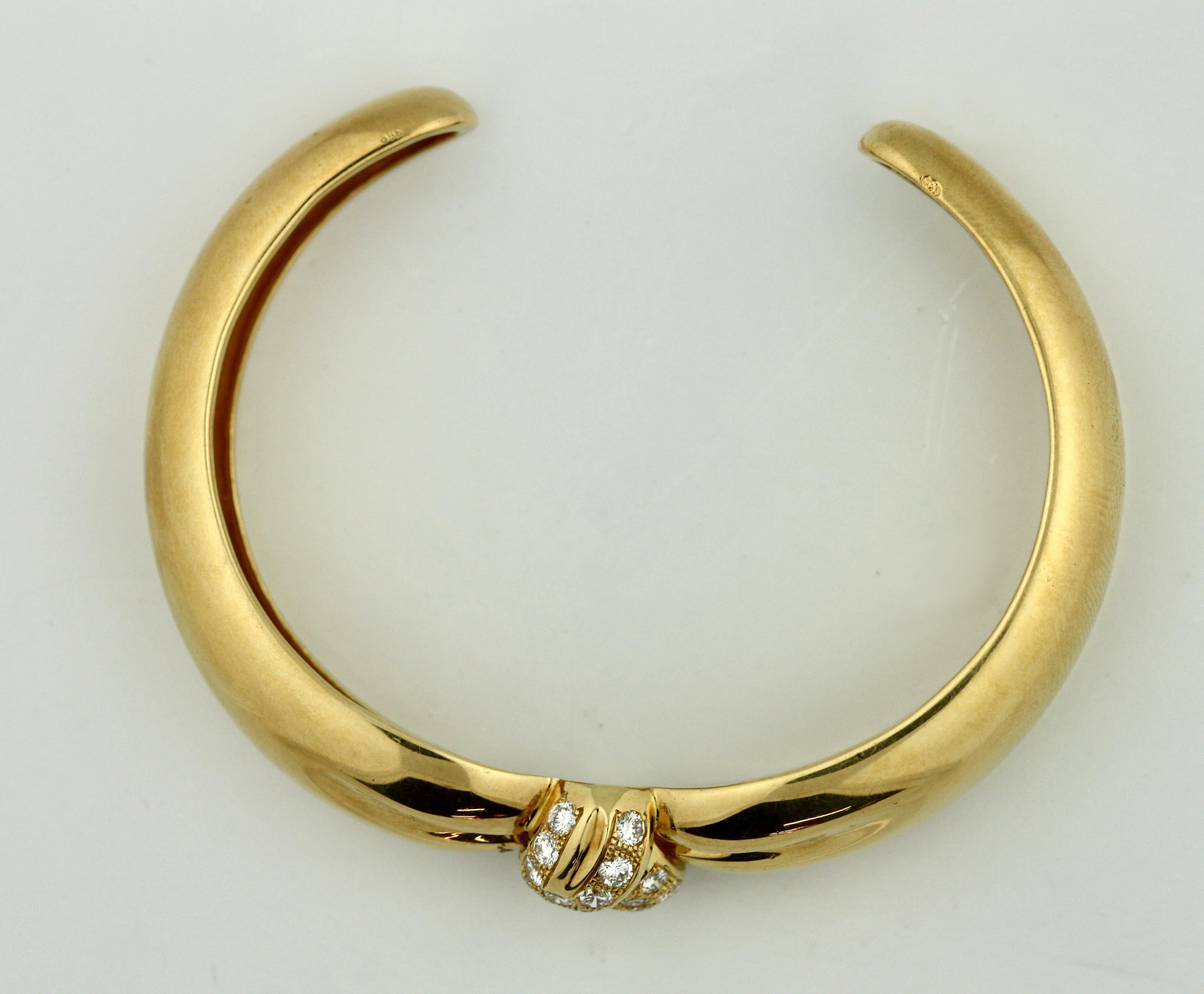 Van Cleef and Arpels Gold and Diamond Bangle-Bracelet For Sale at ...