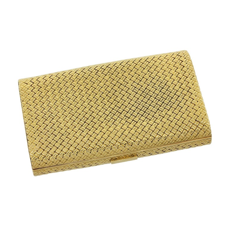 Van Cleef and Arpels Gold Necessaire Basket Weave Case For Sale at 1stDibs
