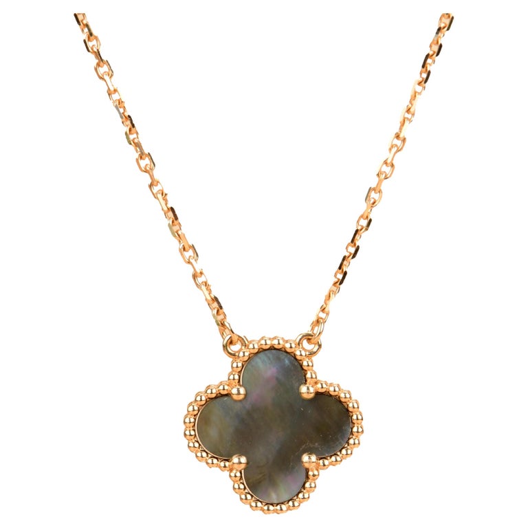 Van Cleef and Arpels Gray Mother of Pearl Alhambra Pendant Necklace at ...