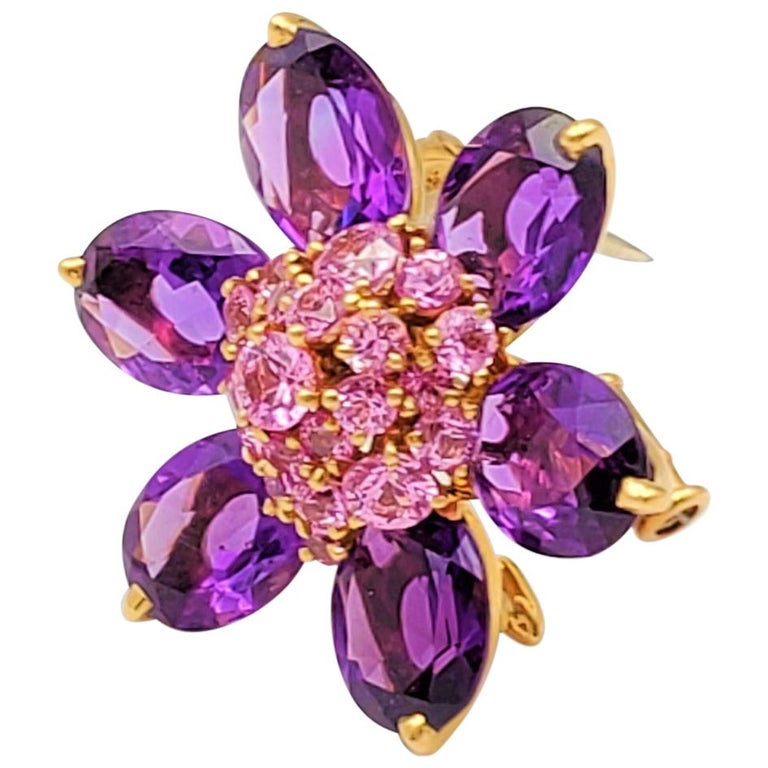 Van Cleef and Arpels 'Hawaii' Pink Sapphire and Amethyst Pendant Brooch ...