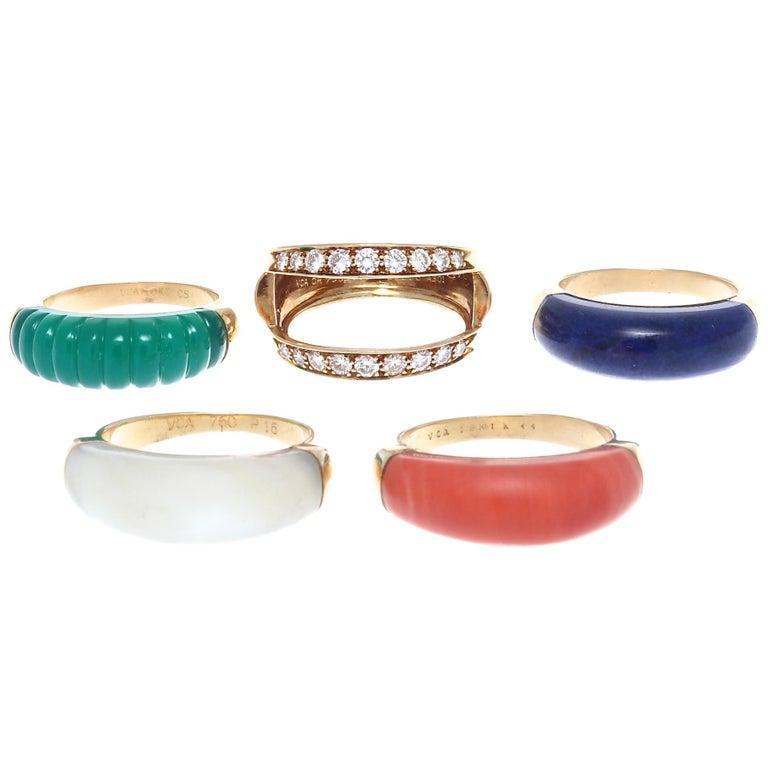 Van Cleef and Arpels Interchangeable Gemstone Diamond Gold Ring at ...