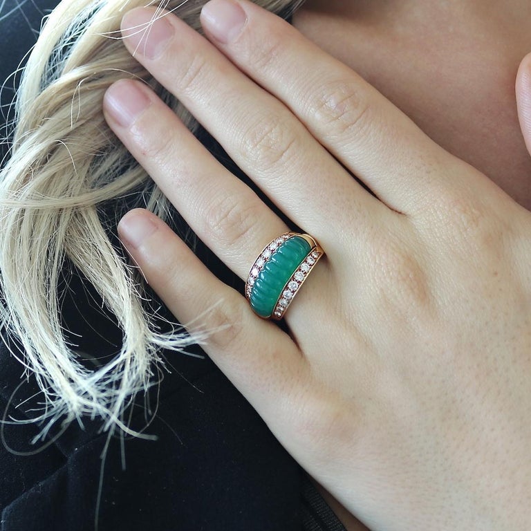 Van Cleef and Arpels Interchangeable Gemstone Diamond Gold Ring at ...