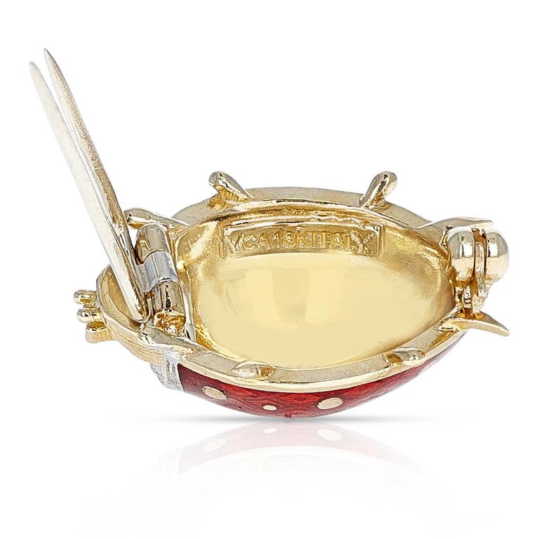 Van Cleef and Arpels Ladybug Brooch Pin with Diamonds, 18 Karat Yellow ...