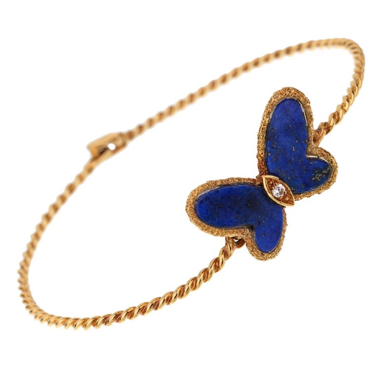 Van Cleef and Arpels Lapis Butterfly Gold Bracelet at 1stDibs